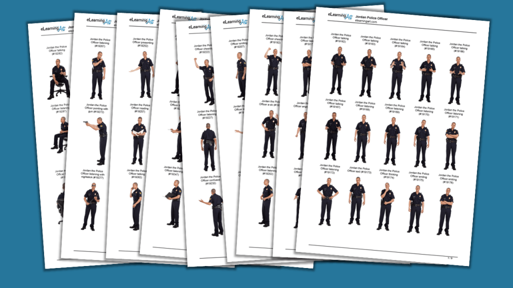 Police characters for eLearning | Photo cutouts and illustrations of police